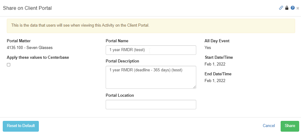 Client Portal Settings – Centerbase