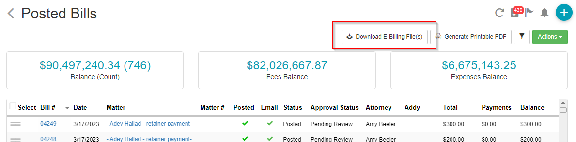 Consolidated LEDES Files – Centerbase