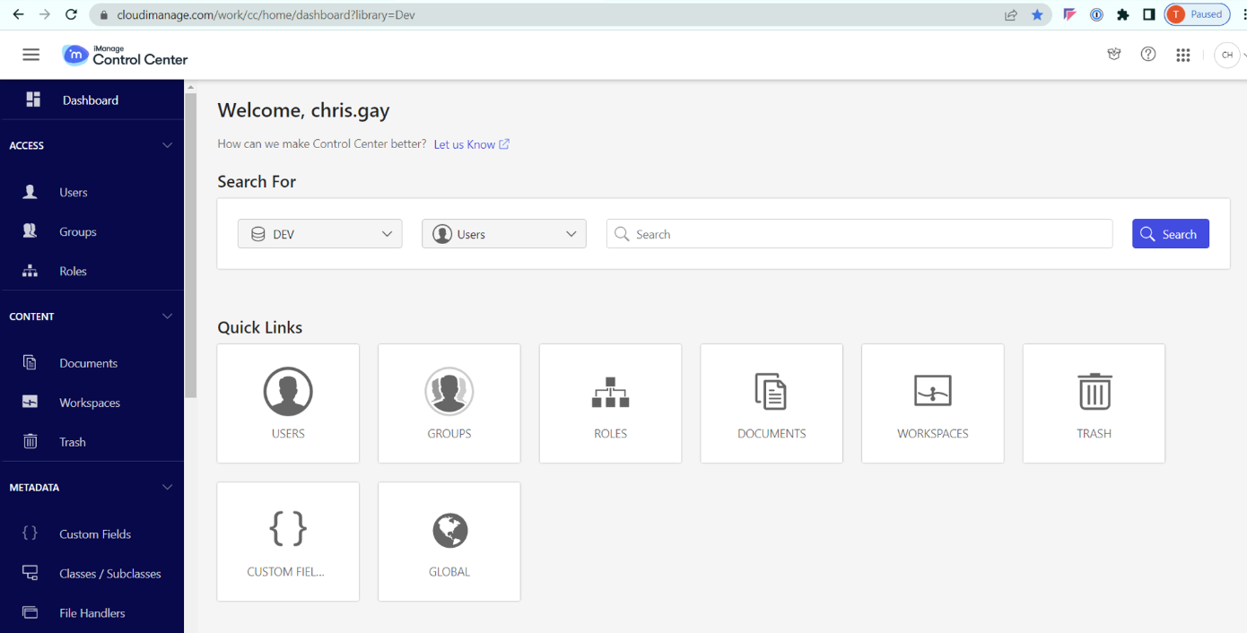 Configuring iManage – Centerbase