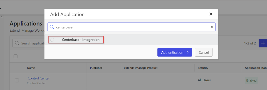 Configuring iManage – Centerbase