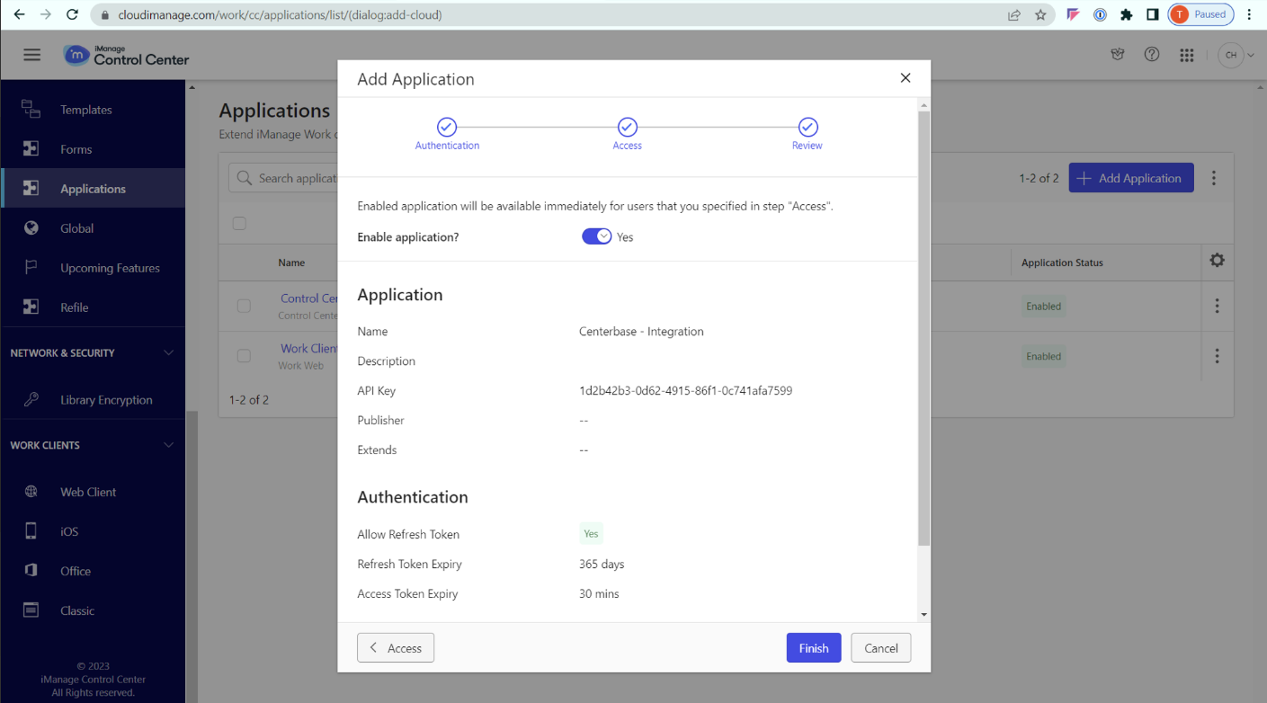 Configuring iManage – Centerbase