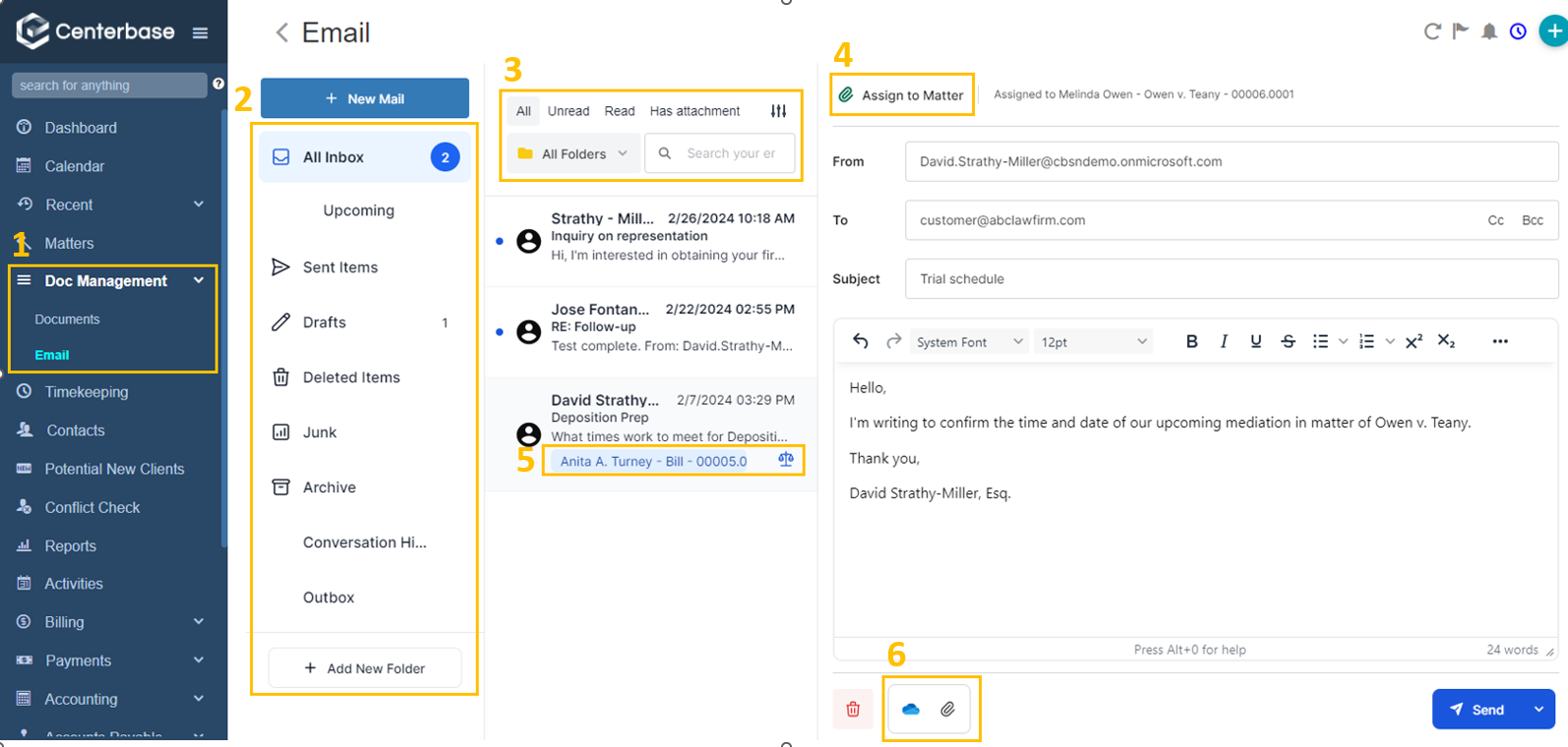 3. Email (Doc Management) – Centerbase