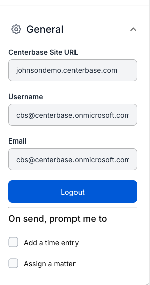 Outlook Add-in – Centerbase