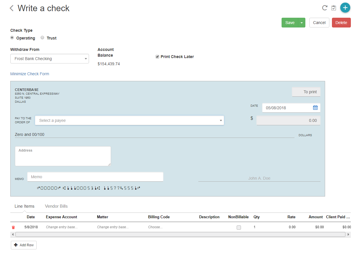 Write a Check – Centerbase