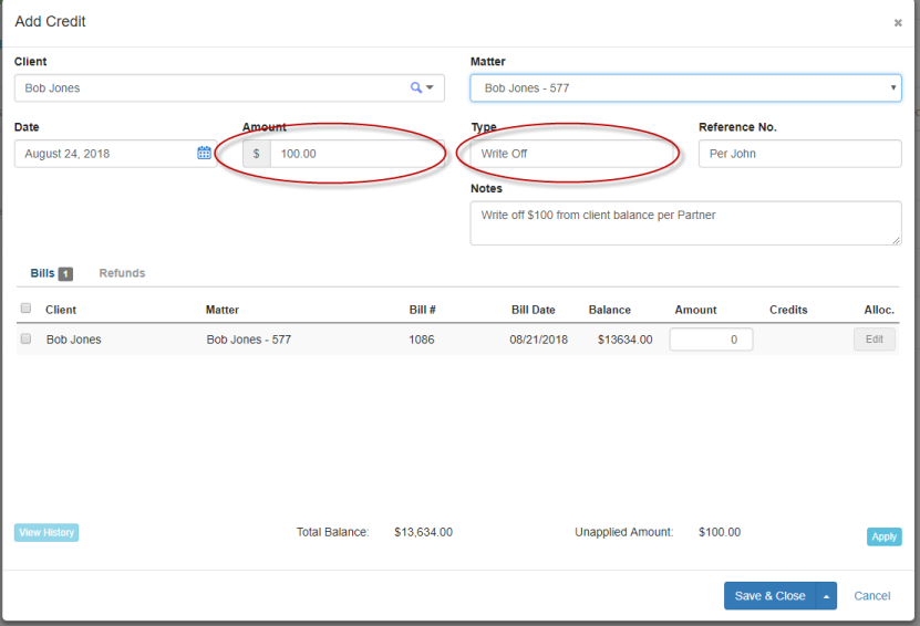 Credits and Write-offs – Centerbase