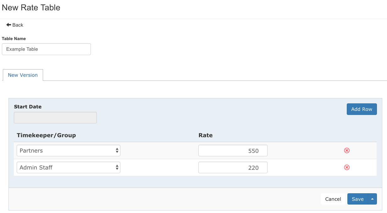 Rate Table System Settings – Centerbase
